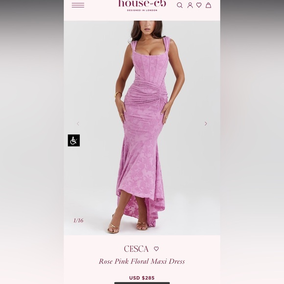 House of CB | Dresses | Elegant Cesca Rose Pink Floral Maxi Dress ...
